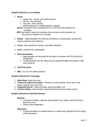 Collection and Handling of Specimens for Laboratory Diagnosis | DOCX
