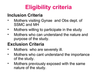 Awareness among the Mothers about Prevention and Control | PPT