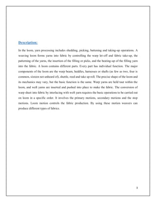 Study on Basic structure of a Loom/Weaving machine .pdf