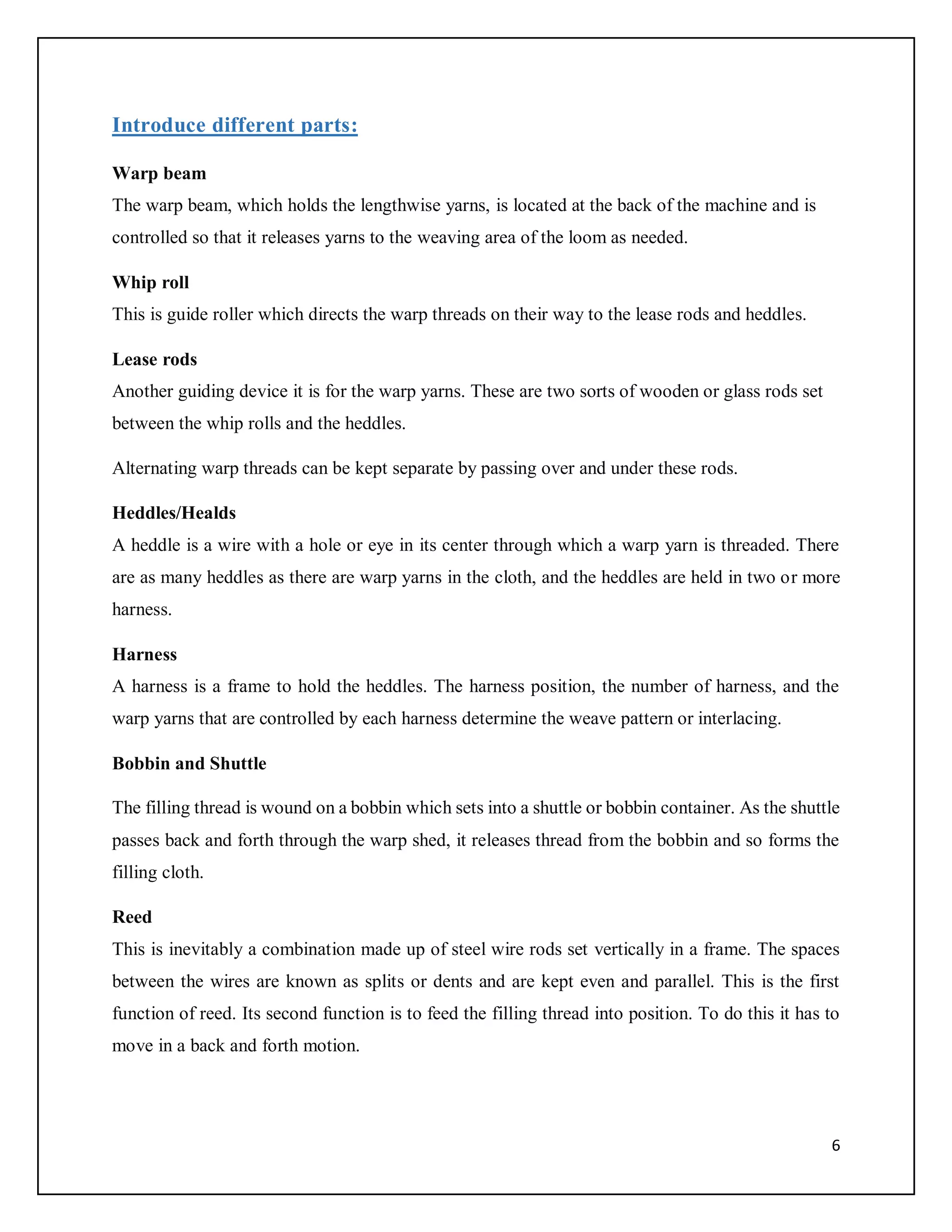 Study on Basic structure of a Loom/Weaving machine .pdf