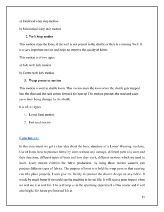 Study on Basic structure of a Loom/Weaving machine .pdf