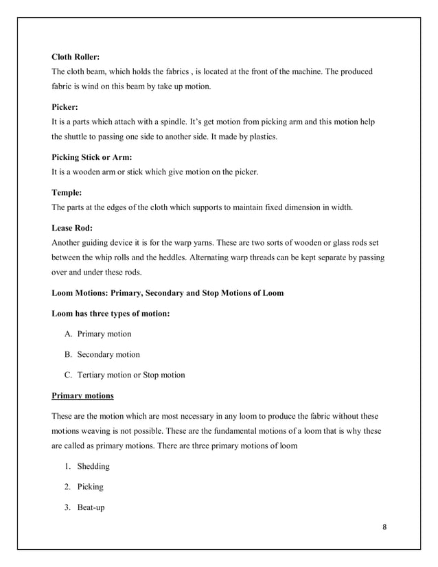 Study on Basic structure of a Loom/Weaving machine .pdf