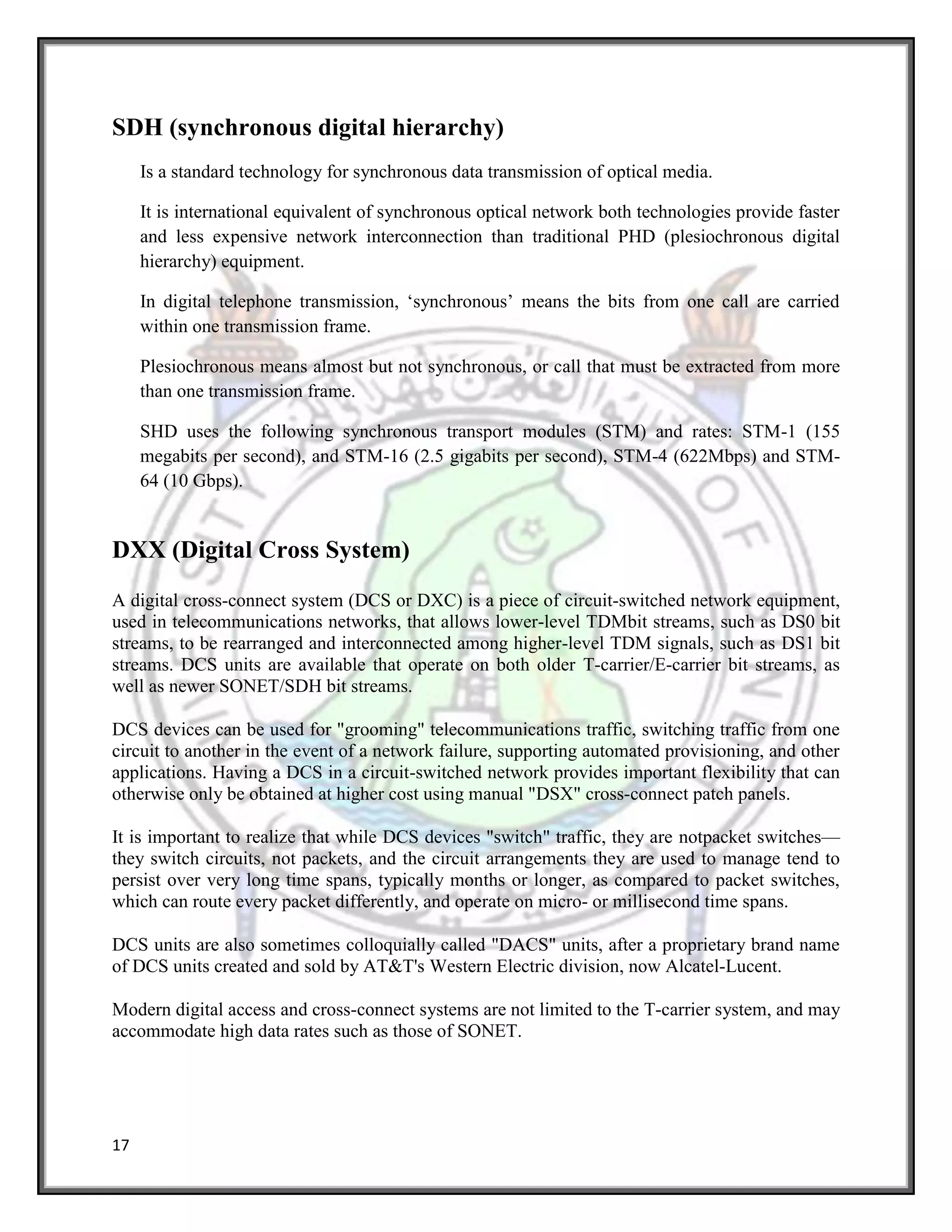 Internship ptcl report, optical fiber system, switching, transmission | PDF