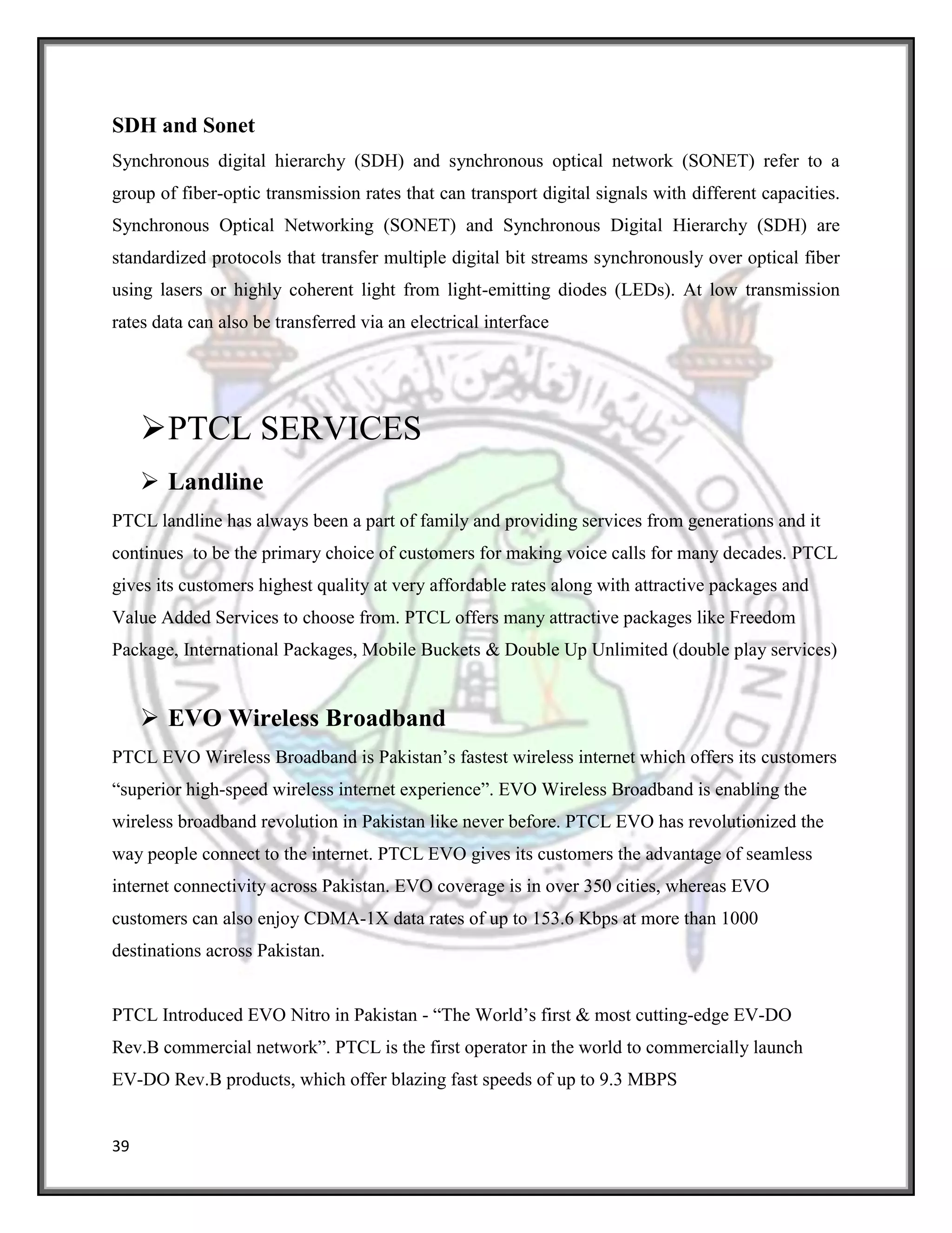 Internship ptcl report, optical fiber system, switching, transmission | PDF