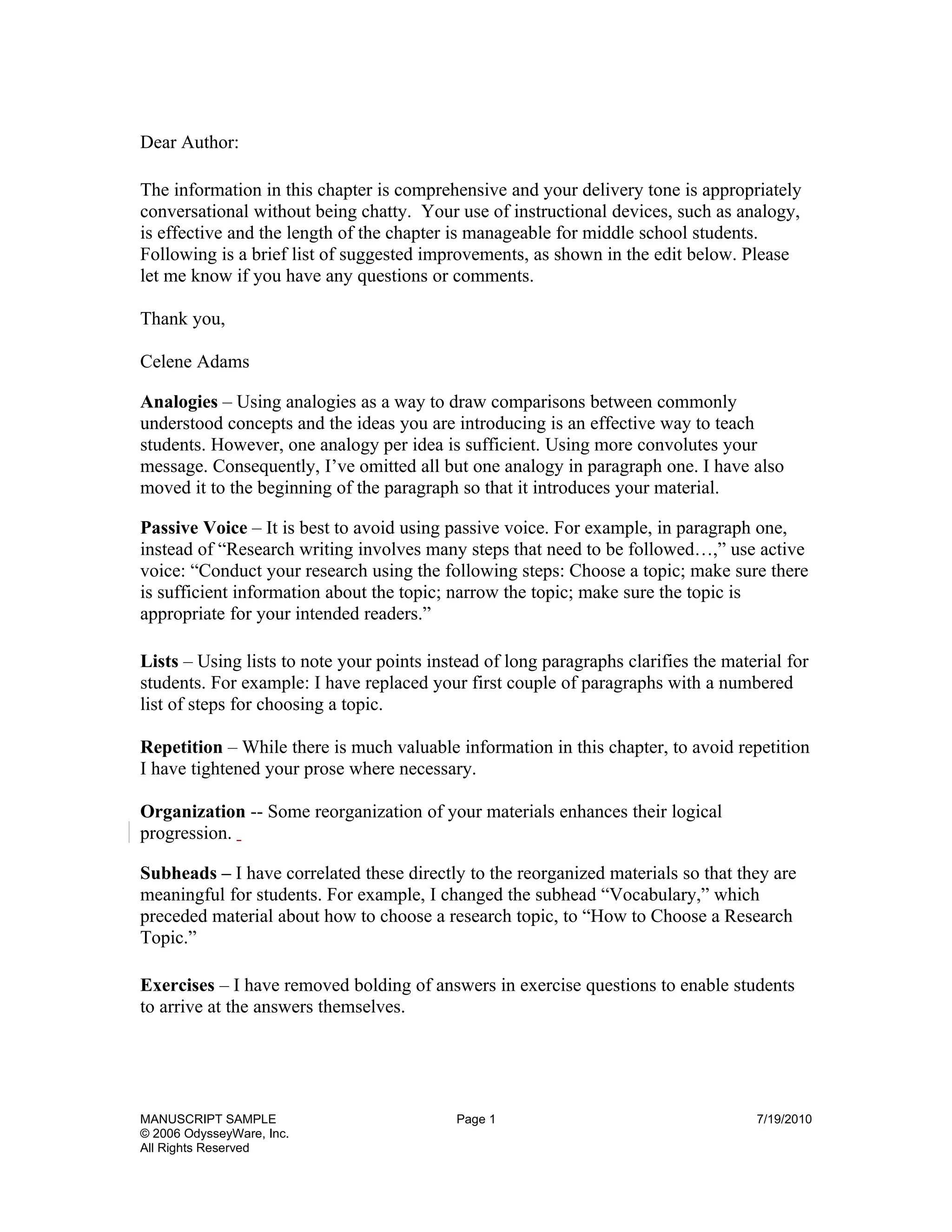 Edited manuscript sample middle school textbook | DOC