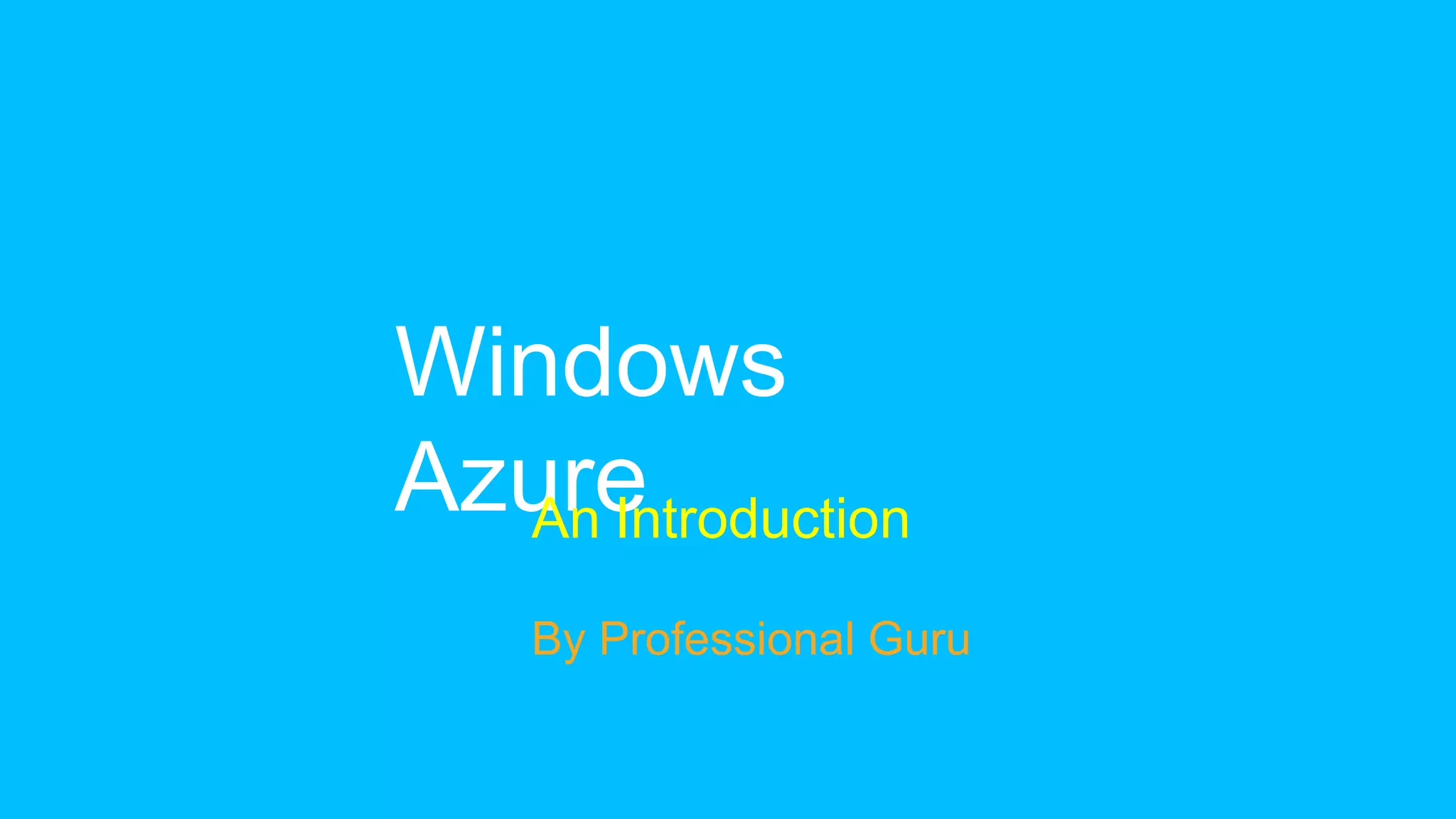 Introduction to Azure | PPT