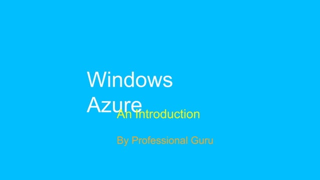 Introduction to Azure | PPT