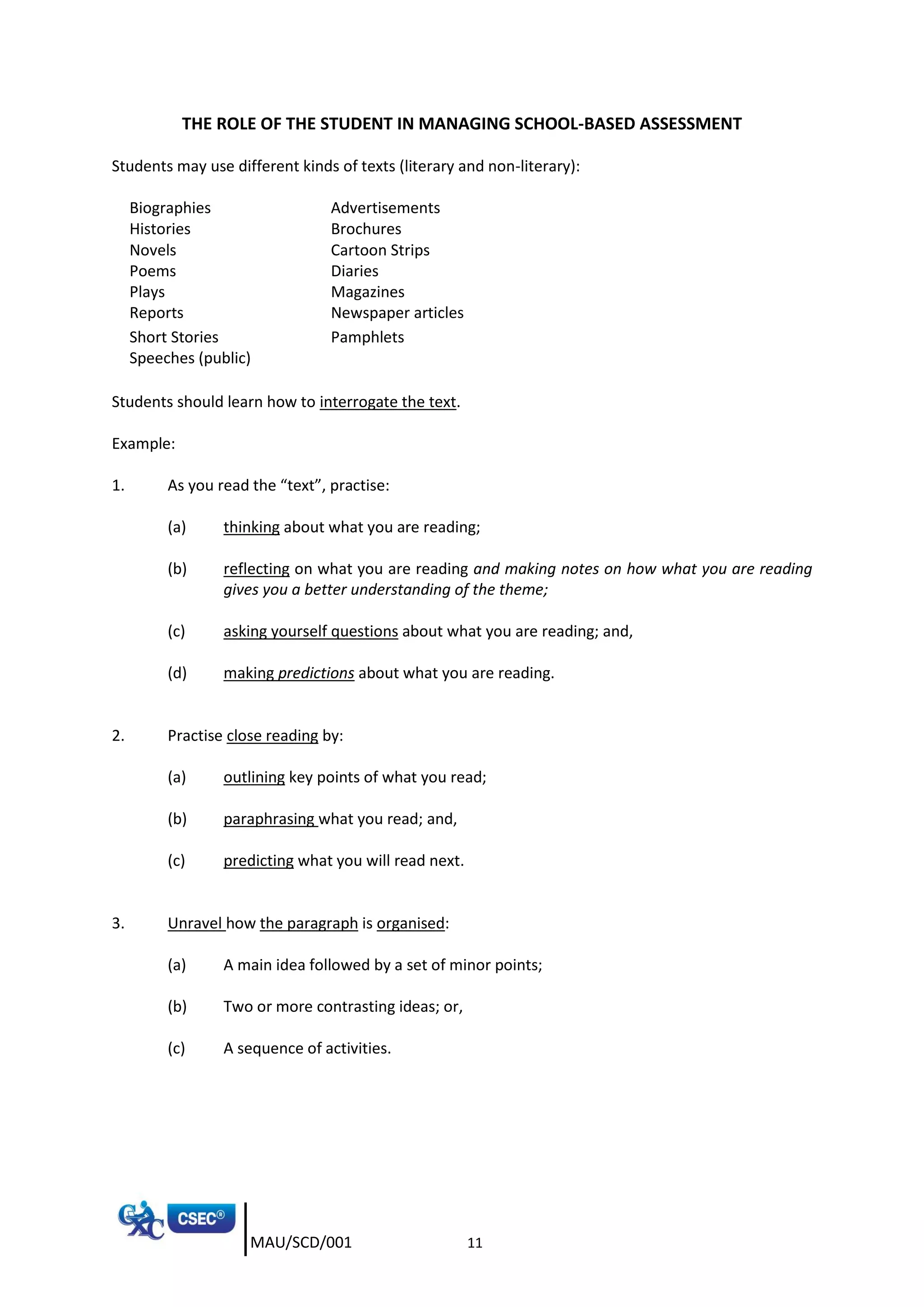 CXC Caribbean Secondary Education Certificate (CSEC) English | PDF