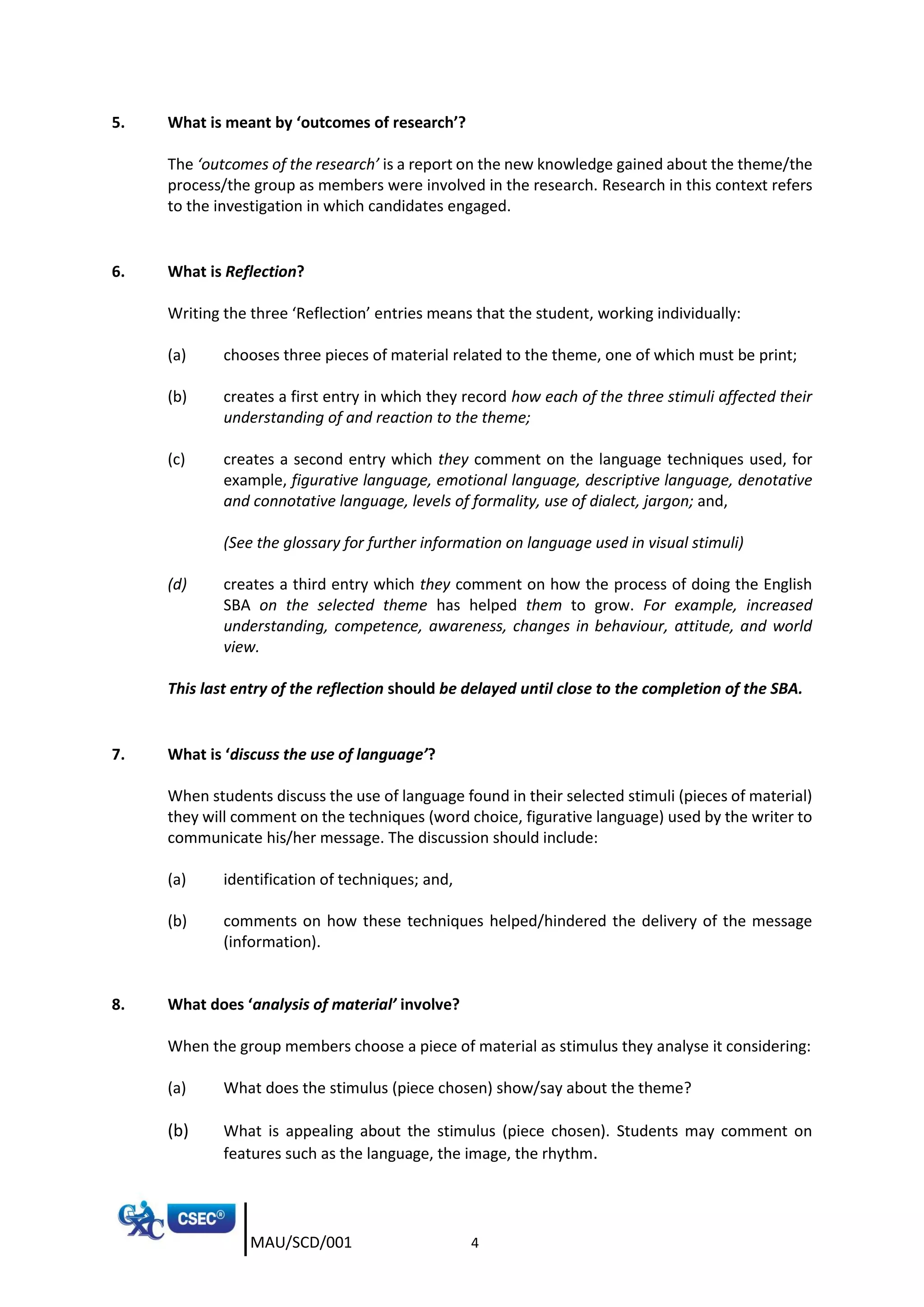 CXC Caribbean Secondary Education Certificate (CSEC) English | PDF