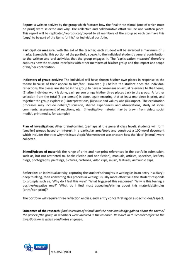 CXC Caribbean Secondary Education Certificate (CSEC) English | PDF ...