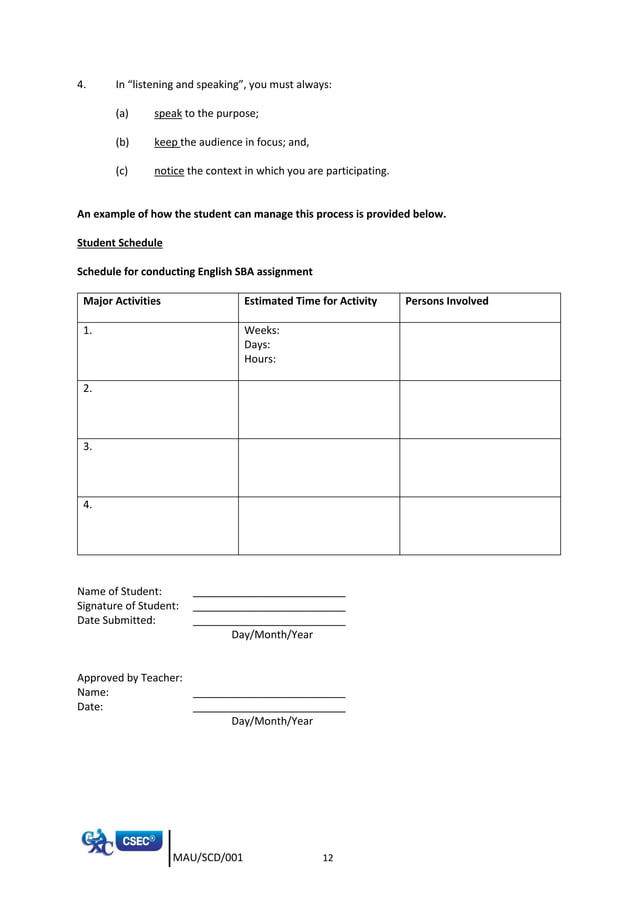 CXC Caribbean Secondary Education Certificate (CSEC) English | PDF ...