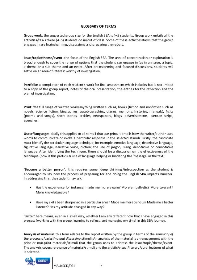 CXC Caribbean Secondary Education Certificate (CSEC) English