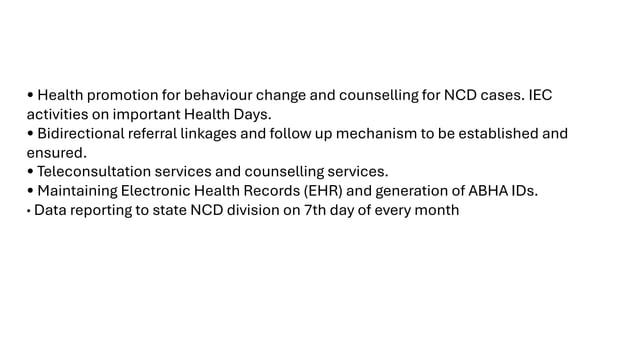 National programme for prevention and control of non communicable ...