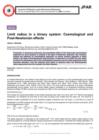 Limit radius in a binary system: Cosmological and Post-Newtonian effects | PDF | Space and ...