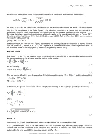 Limit radius in a binary system: Cosmological and Post-Newtonian effects | PDF | Space and ...