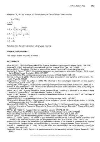 Limit radius in a binary system: Cosmological and Post-Newtonian effects | PDF | Space and ...