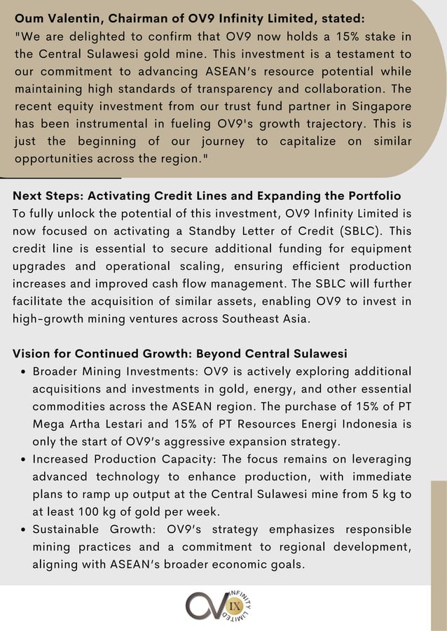 Final version press release gold mine OV9 acquisition. | PDF ...