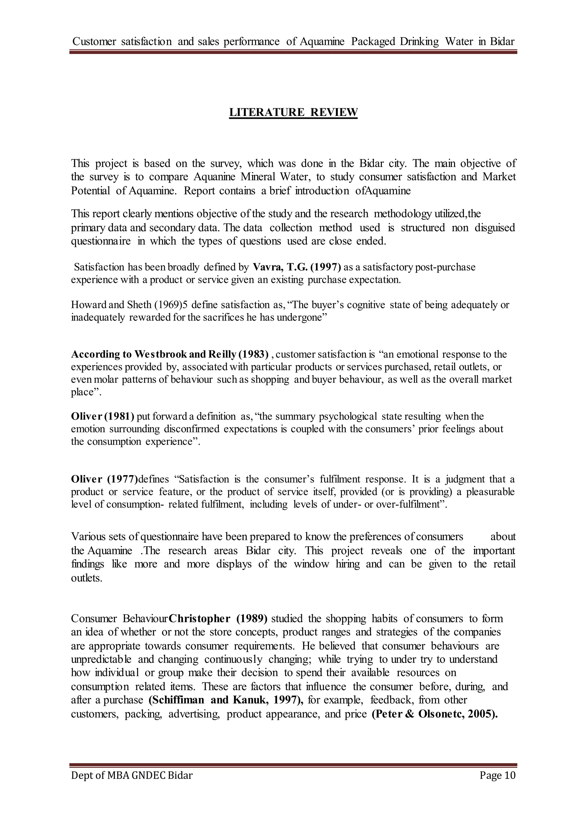 packaged drinking water project report | DOCX