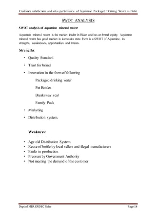 packaged drinking water project report | DOCX