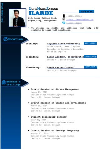 Applicant Resume Sample Filipino
