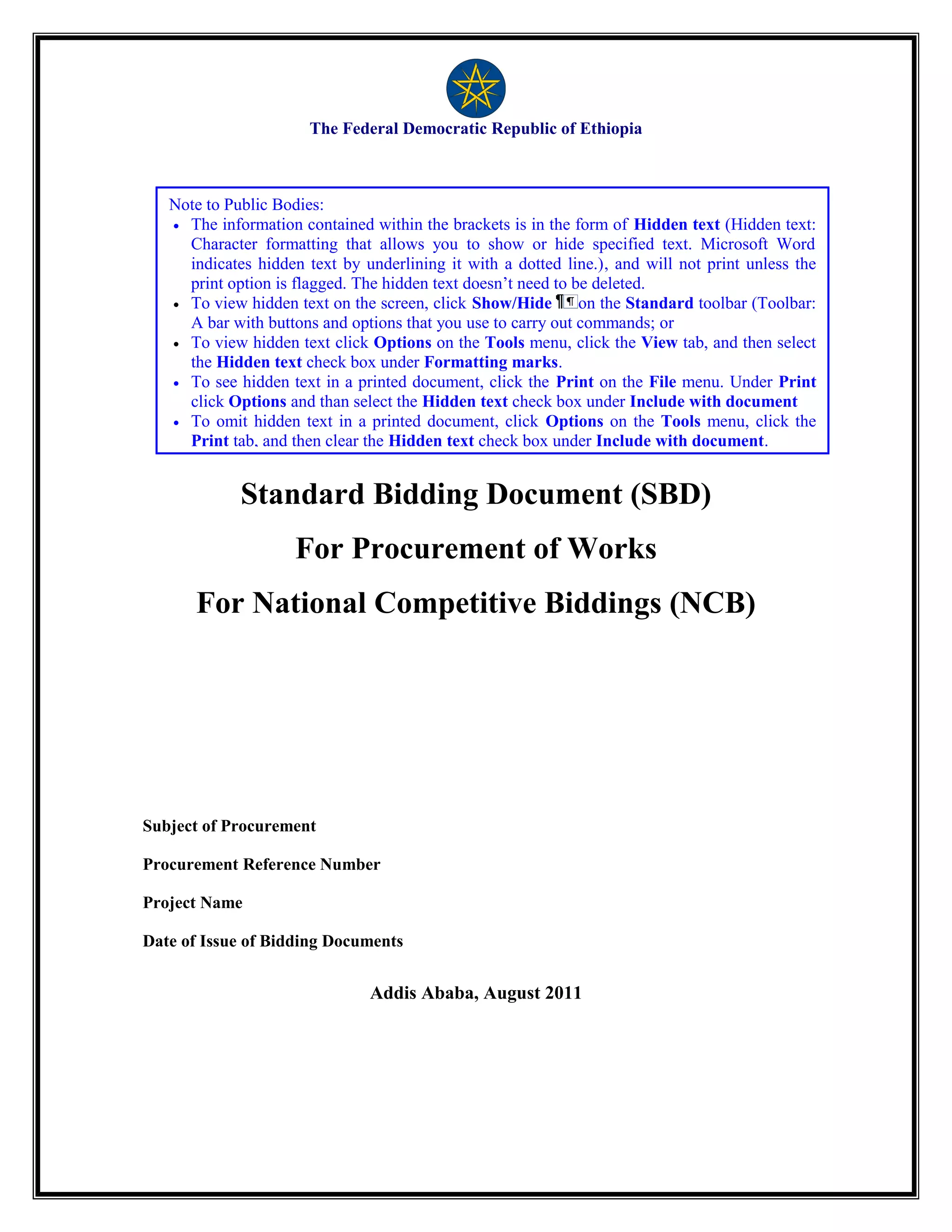 Edited sbd works (ncb)final november 2011 version | DOC
