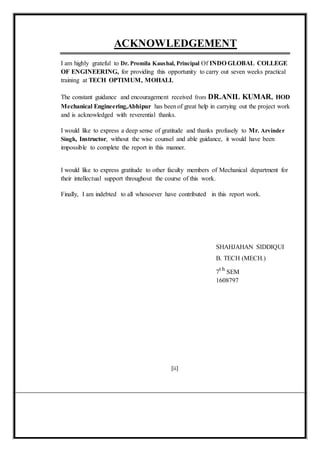 training report_of_solid_works_and_autocad(Major Training) | DOCX