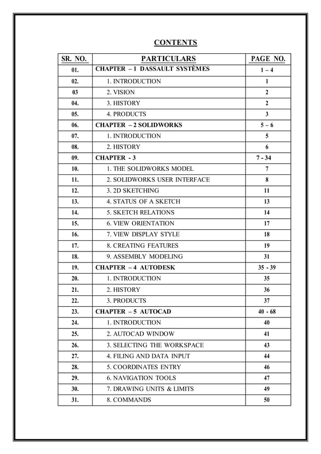 training report_of_solid_works_and_autocad(Major Training) | DOCX ...