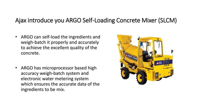 How does Ajax Self-Loading Concrete Mixer works? | PPTX | Civil Engineering Industry | Industries