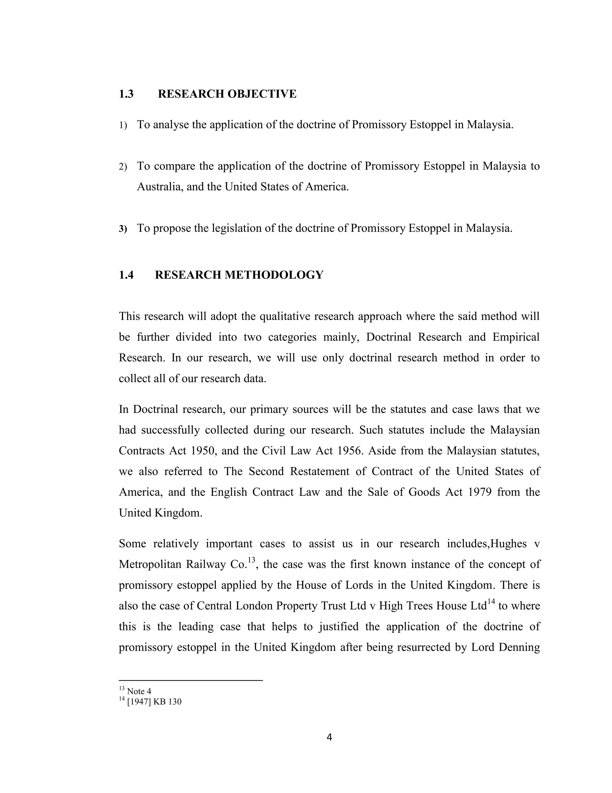 Legislating Promissory Estoppel IN Malaysia | DOCX