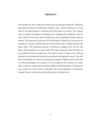 Legislating Promissory Estoppel IN Malaysia | DOCX