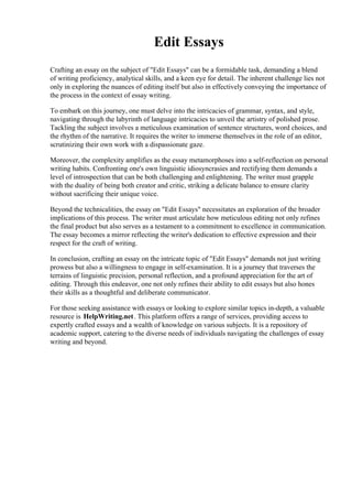 Edit Essays. Washington and Lee University | PDF | Freelance Writing | Content Production