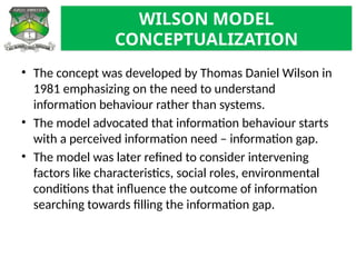 First Wilson's Model of Information Behaviour | PPTX