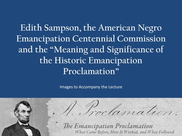 Edith Sampson, the American Negro Emancipation Centennial Commission ...