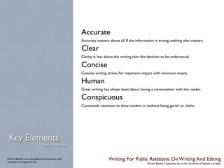 Writing For Public Relations: On Writing And Editing | PPT