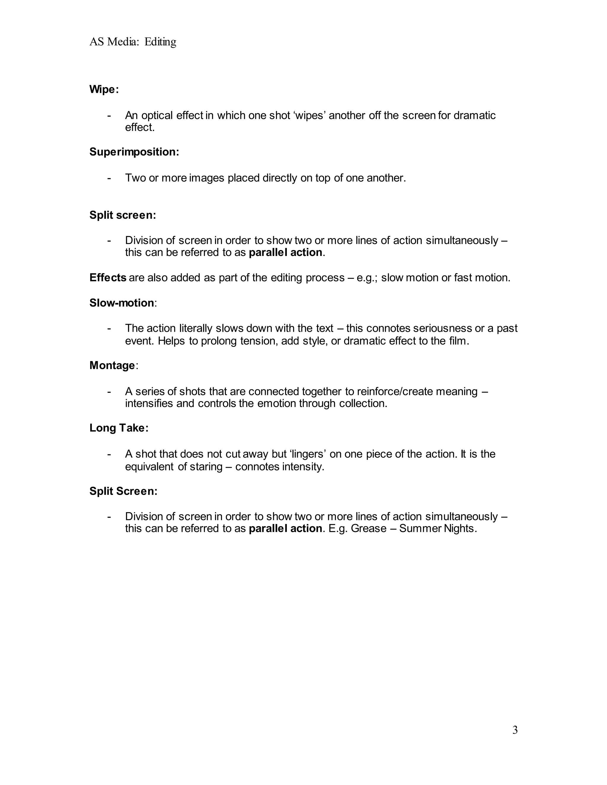 Editing - Key Words Sheet | DOCX