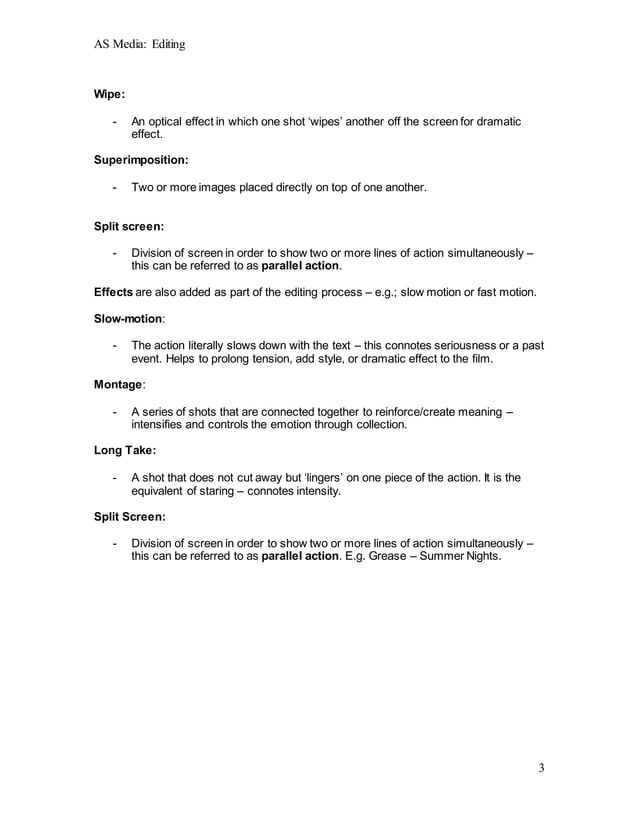 Editing - Key Words Sheet | PDF