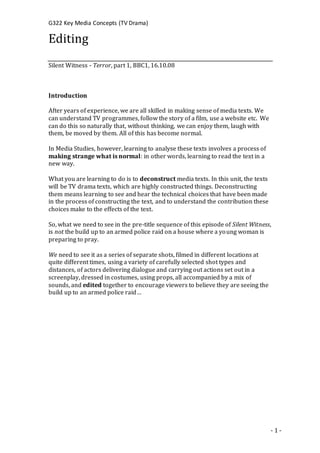 Editing in Silent Witness worksheet | DOCX | Video Production | Content ...