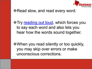 editing and proof reading for research and exams | PPTX