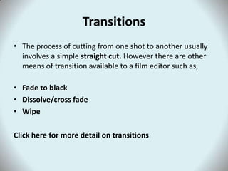 Editing - AS Media Studies | PPTX