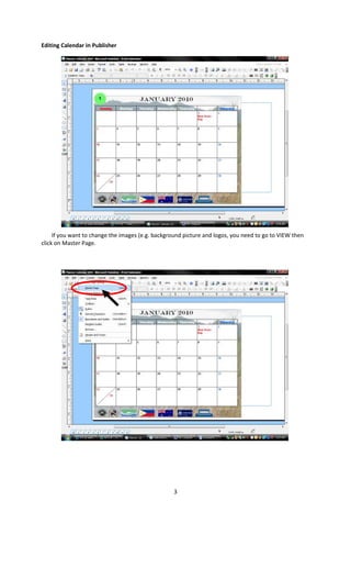 Editing calendar in publisher & number line in word | PDF