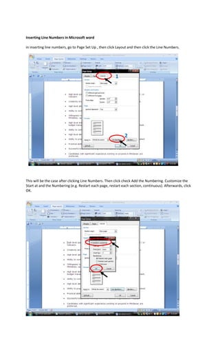 Editing calendar in publisher & number line in word | PDF