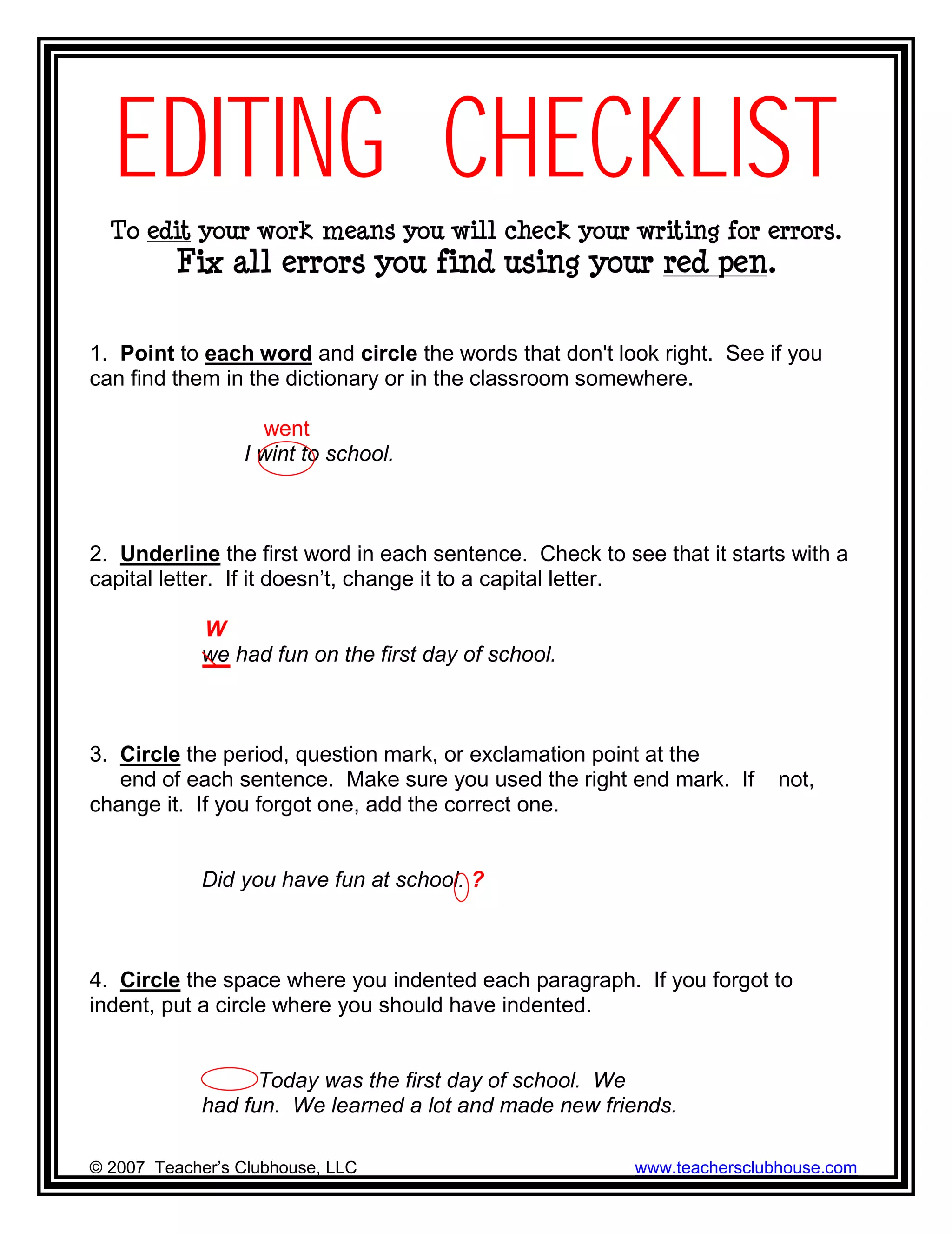 Editing checklist | PDF