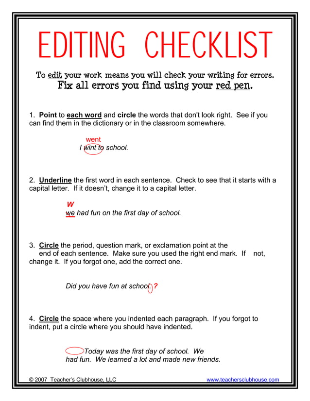 Editing checklist | PDF