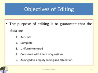 Editing, Coding & Tabulation | PDF