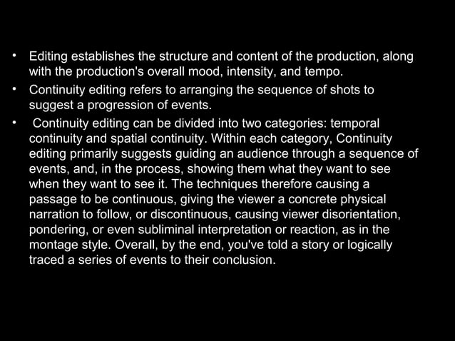 Editing concepts & techniques | PPT | Video Production | Content Production