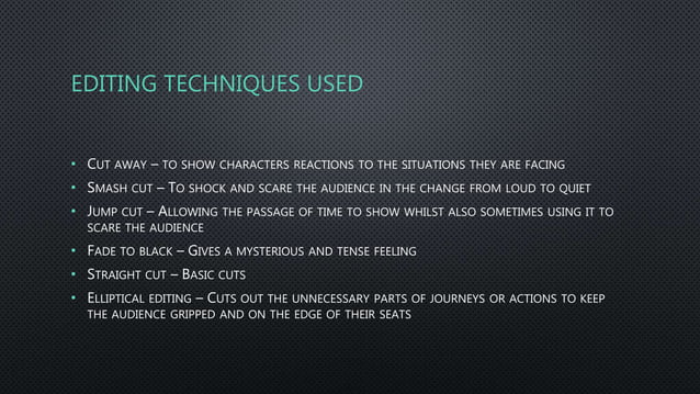 Editing in horror | PPTX | Soundtracks, TV and Showtunes | Music