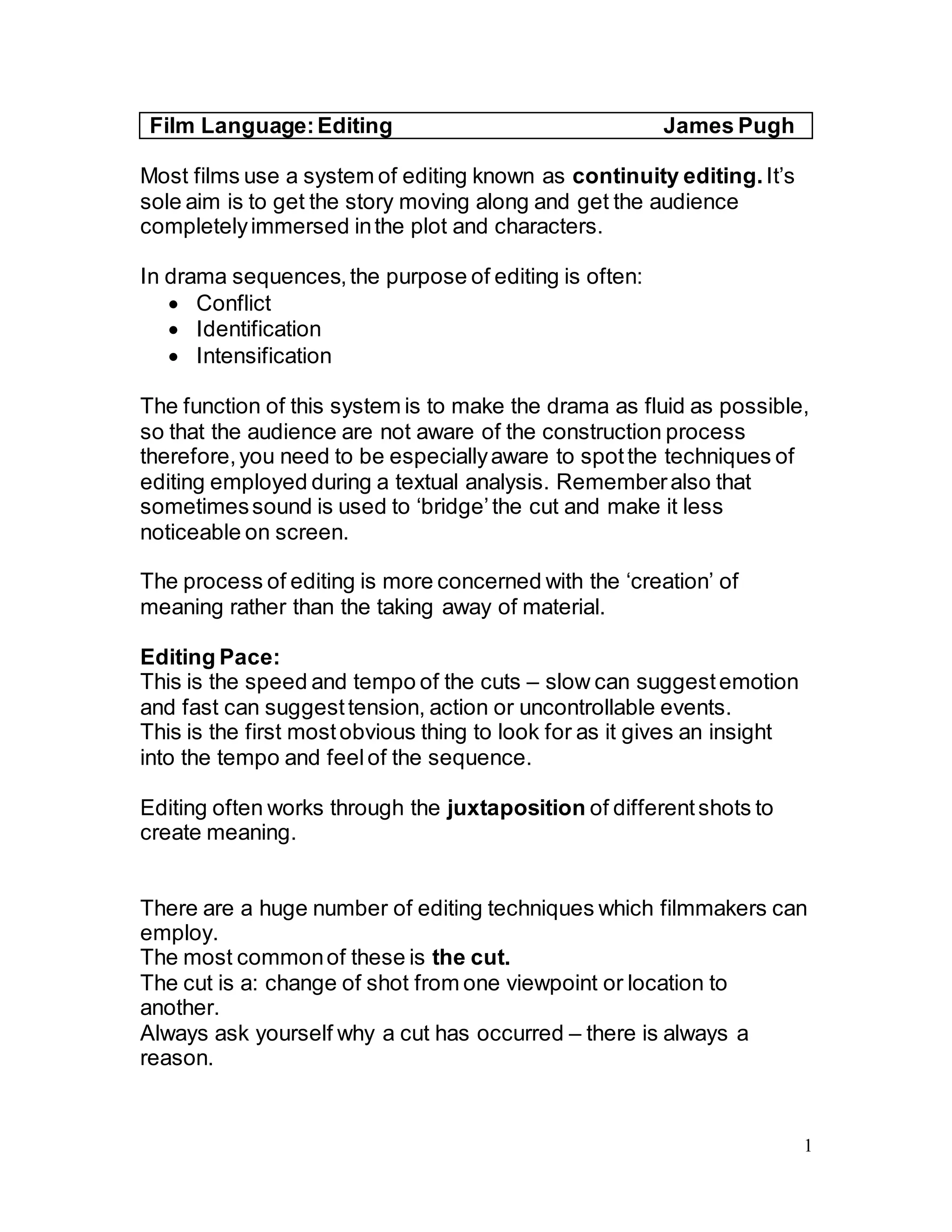 Editing notes sheet | PDF