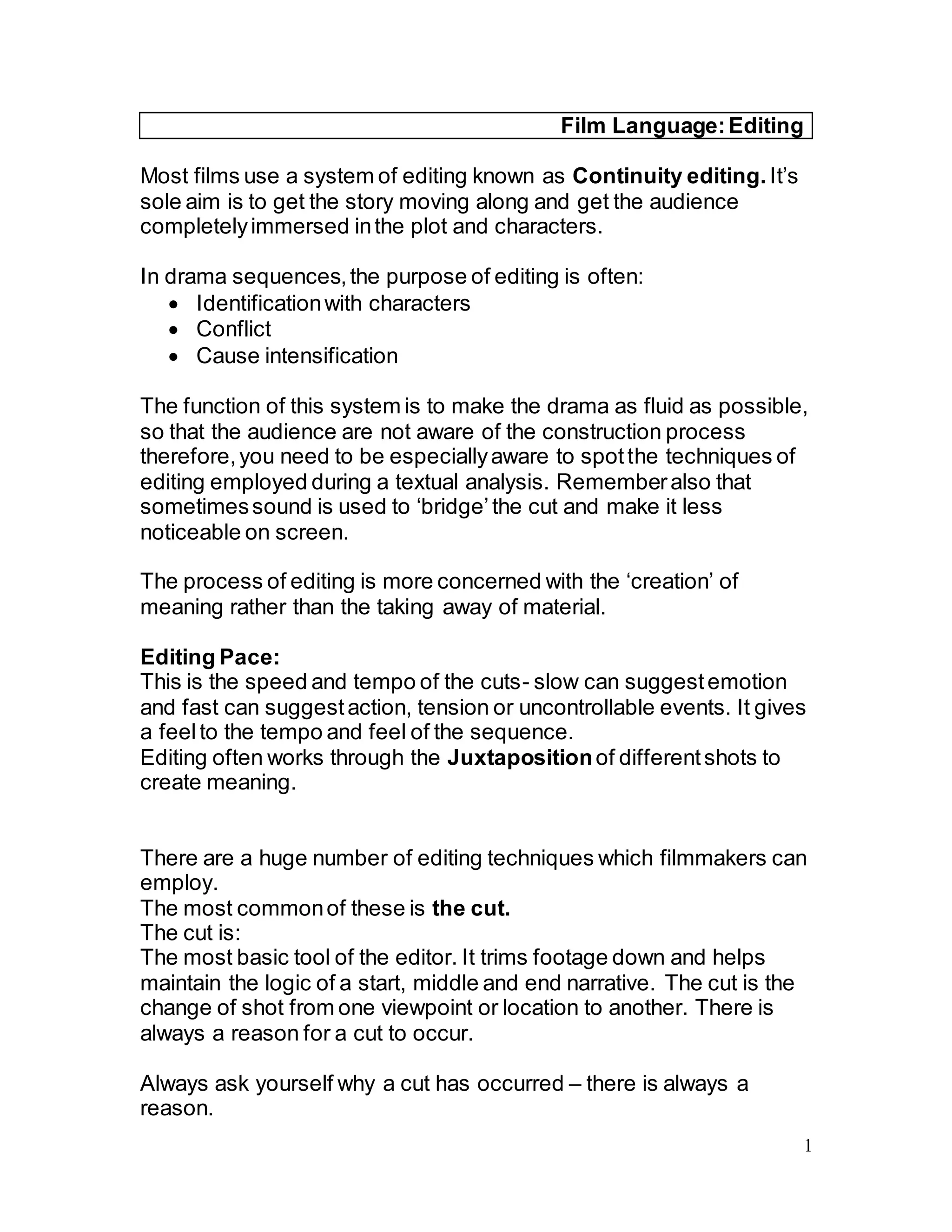 Editing notes sheet | PDF