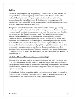 Revision, Editing & Proof reading by Sohail Ahmed | PDF