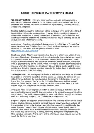 Editing techniques | DOCX | Video Production | Content Production